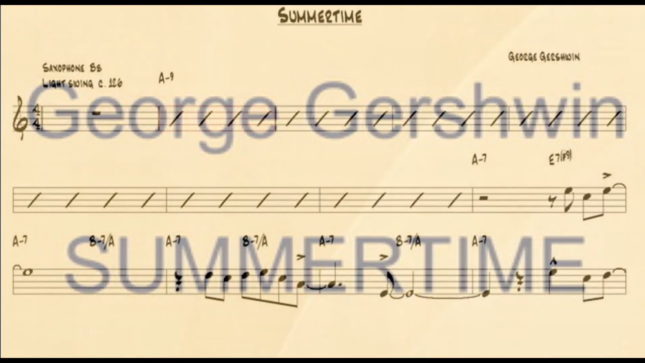 Summertime George Gershwin Bb Instruments Play Along - YouTube