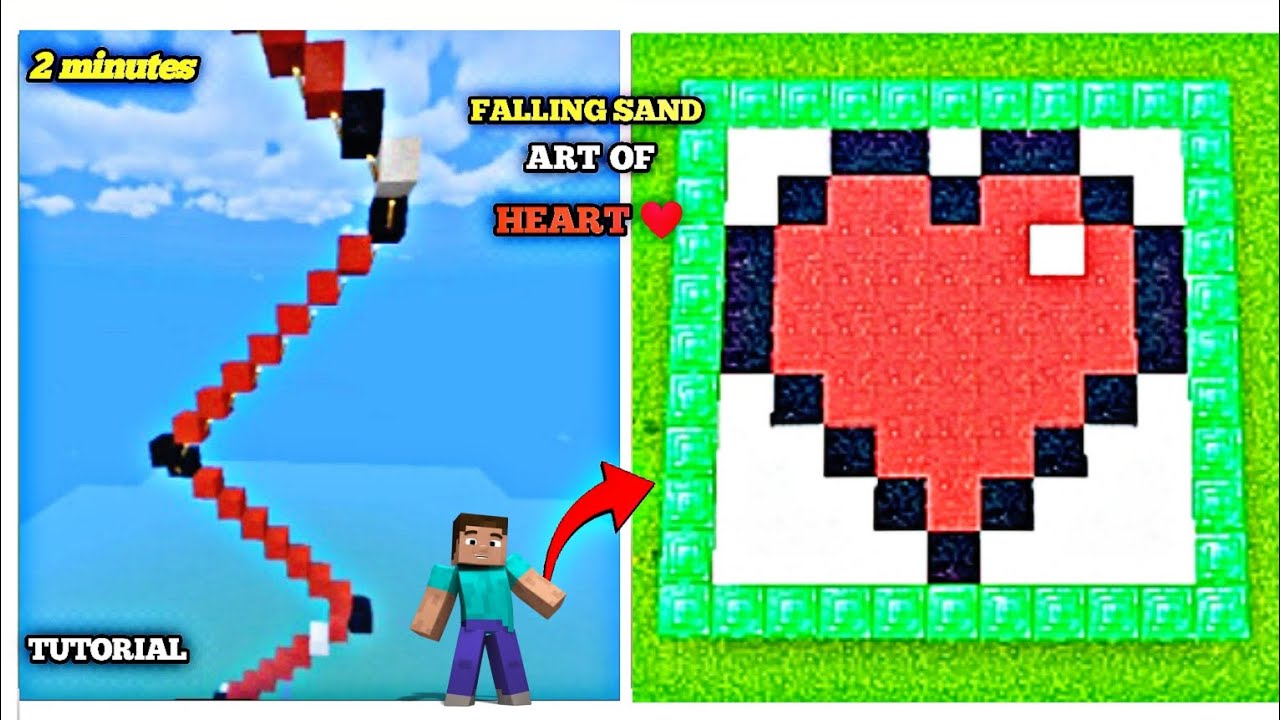 How to make a falling sand art of heart in Minecraft | How to make a ...
