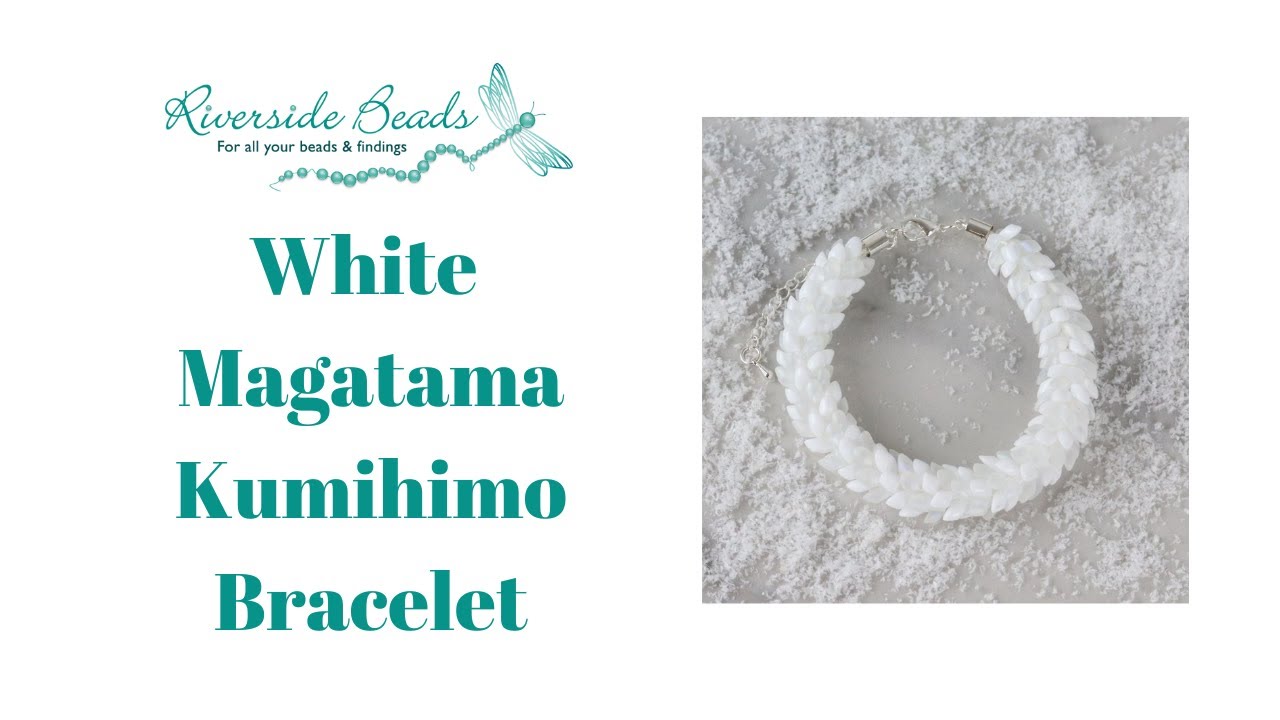 White Magatama Kumihimo Bracelet - YouTube