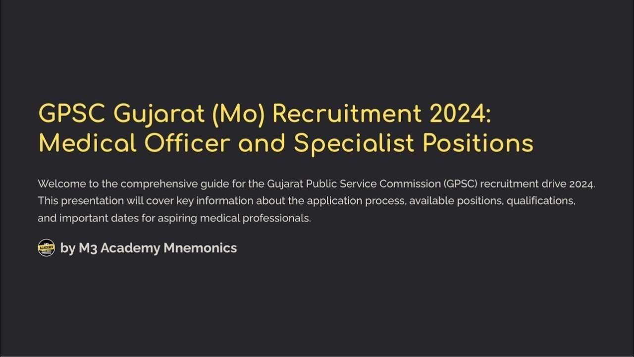 "Master GPSC Gujarat Medical Officer Recruitment 2024-25: Complete Guide to Eligibility ...