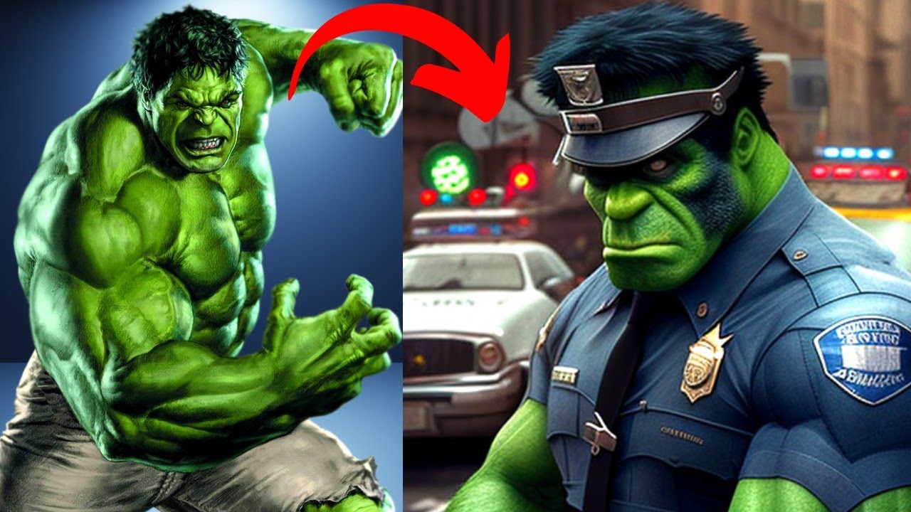 All characters Avengers but America Police - HULK but POLICE - YouTube
