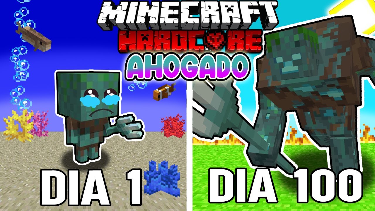 🌀Sobreviví 100 DÍAS siendo un AHOGADO en Minecraft HARDCORE! - YouTube