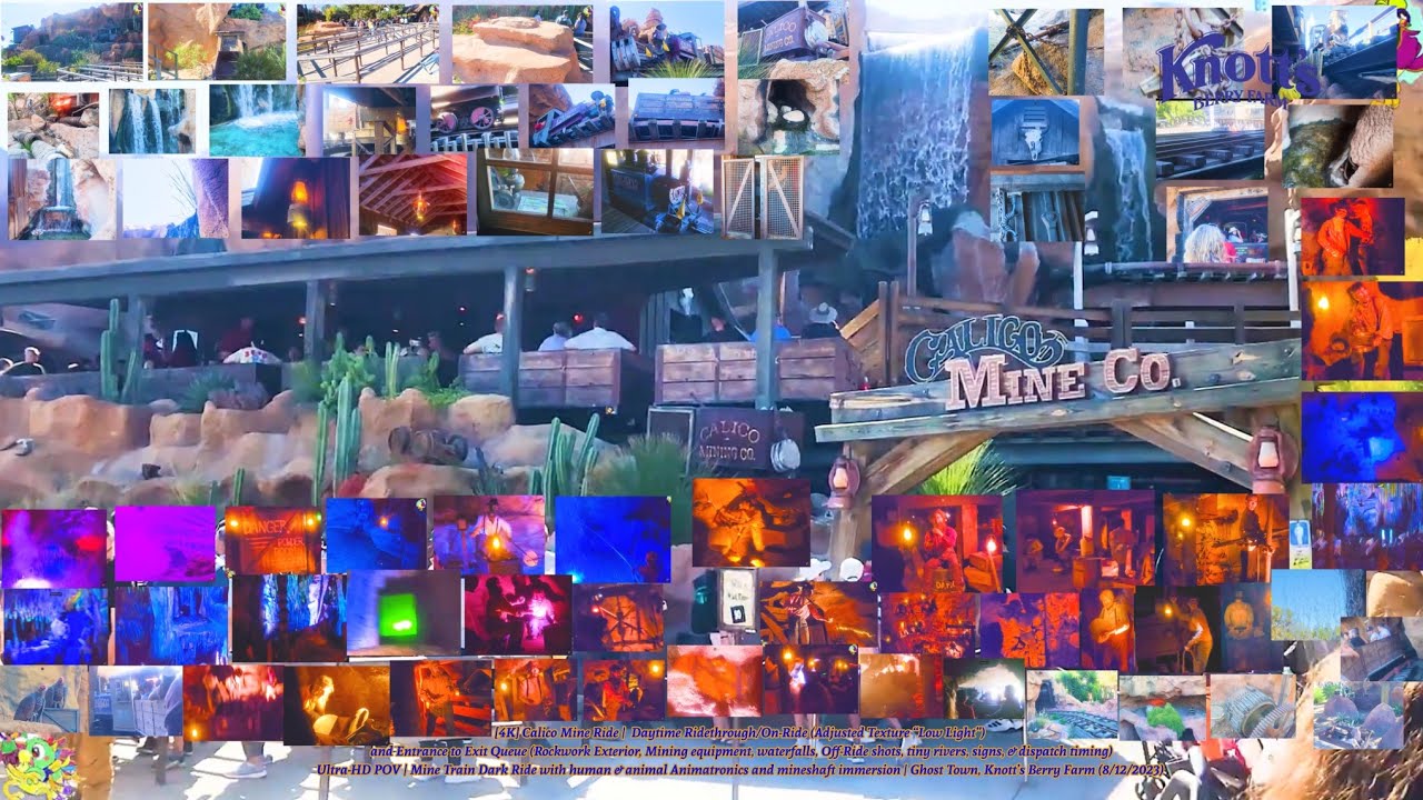 [4K] Calico Mine Ride On-Ride & Entrance to Exit Queue POV Train Dark ...