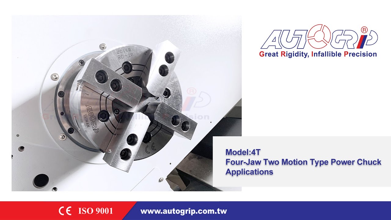 AUTOGRIP::Four-Jaw Two Motion Type Power Chuck(4T) Applications - YouTube