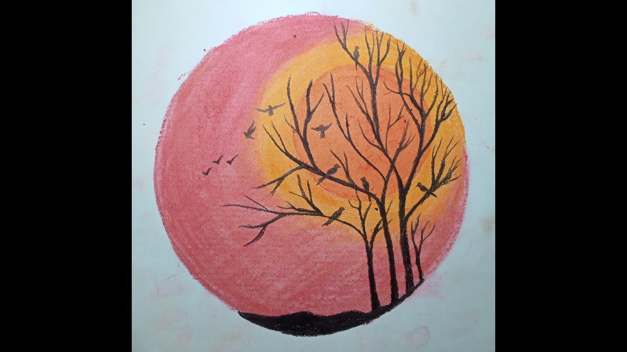 how to draw realistic sunset-(step by step) for beginners||Rushdas ...