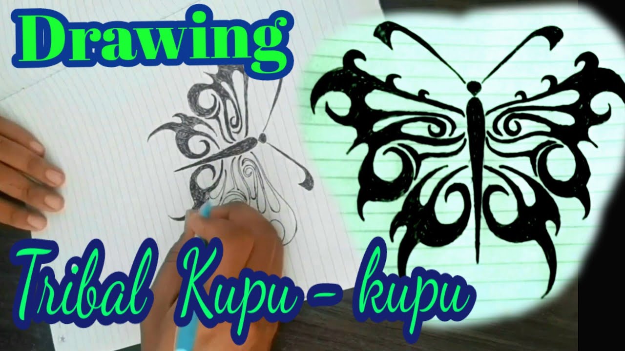 Drawing : Tribal.... Kupu - kupu - YouTube
