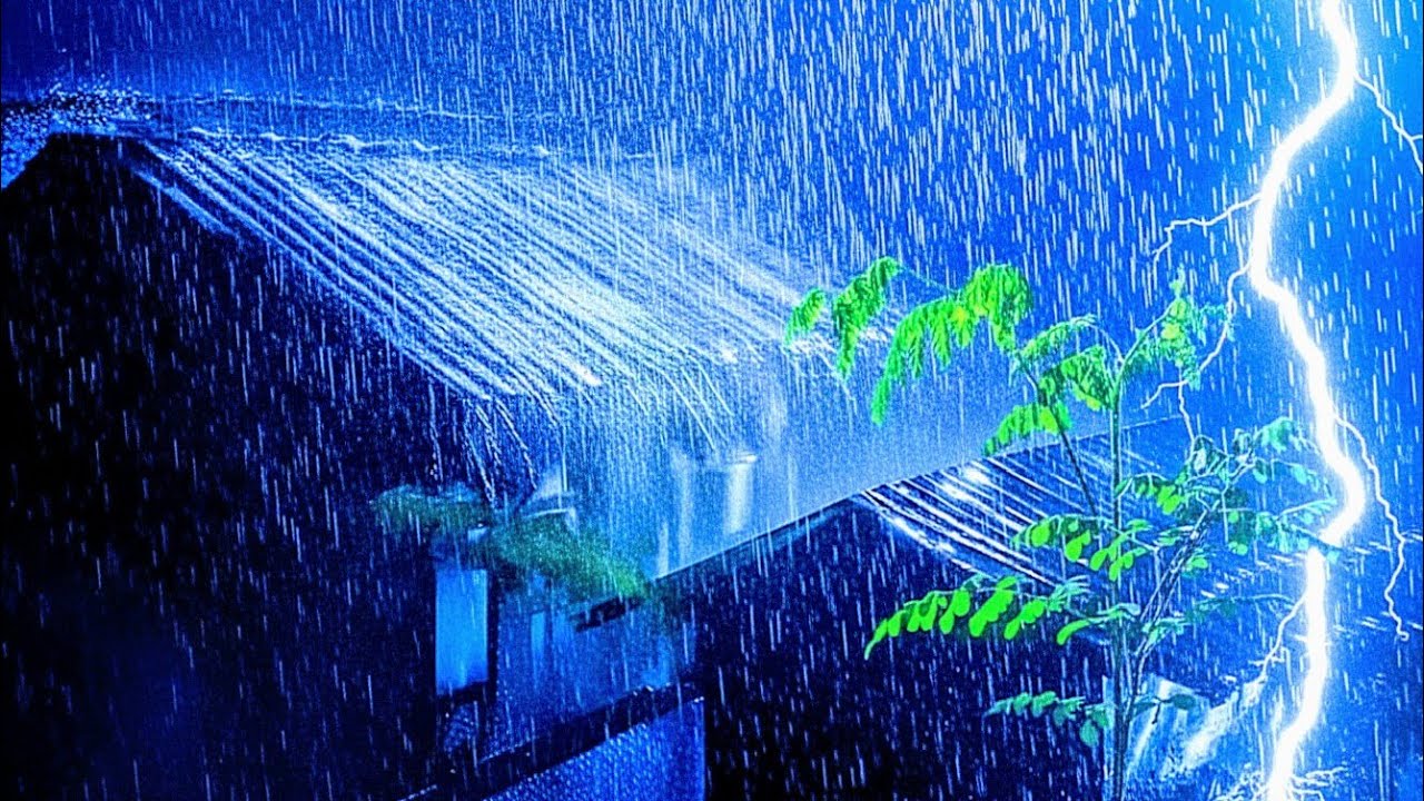 Heavy Rain & Thunder in Roof All Night – Fall Asleep Fast, Study ...