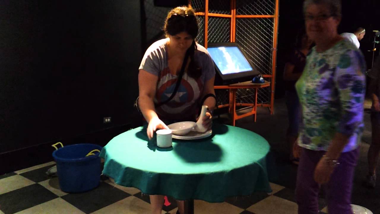 Pulling the tablecloth out from under the dishes at the Mythbusters ...