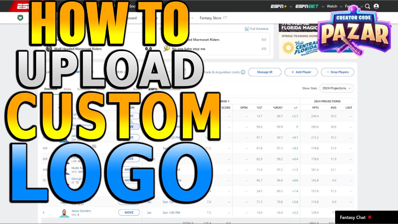 How to Upload a Custom Fantasy Team Logo on ESPN - YouTube