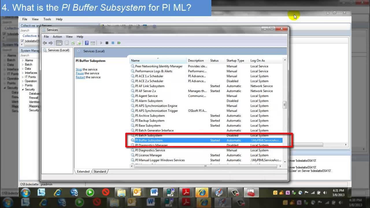 OSIsoft Configue Security for PI ML Windows Service and PI Buffer Subsystem - YouTube