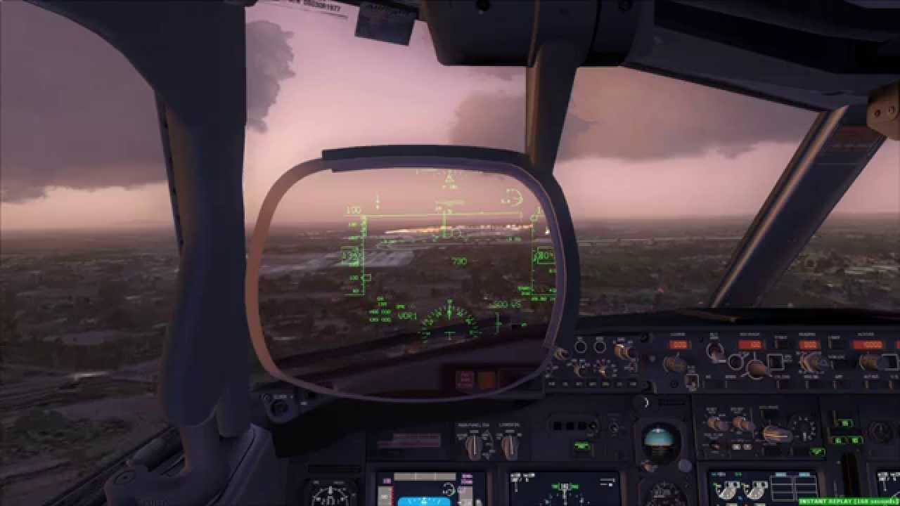 Cockpit 737 800-NGX HUD approach Bangkok (Runway 19R) - YouTube