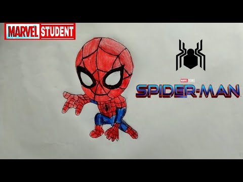 How to draw a cute little Spiderman? || Drawing a cute Spiderman step ...
