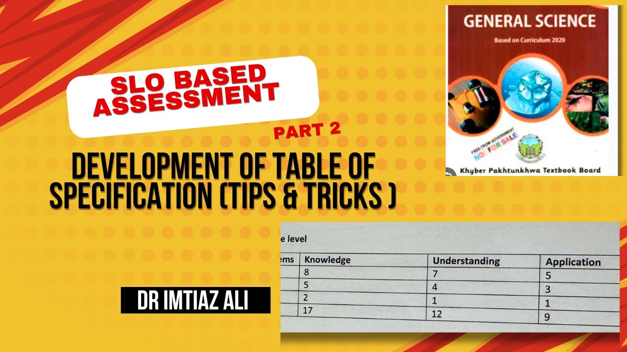 SLO Based Assessment | Development of Table of Specification (Tips ...