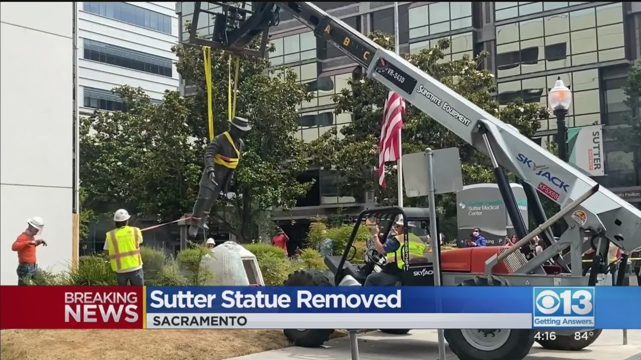 John Sutter Statue Removed In Sacramento - YouTube