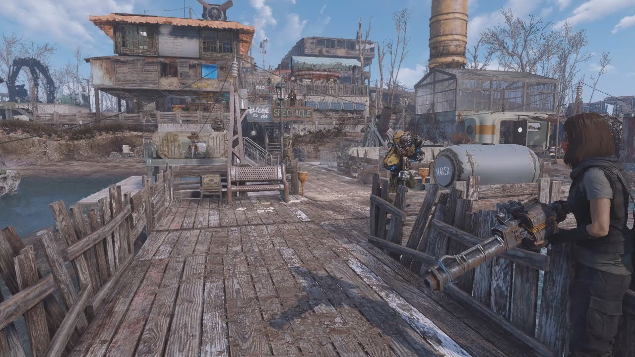 Fallout 4 - Spectacle island Mercer safehouse settlement tour - YouTube