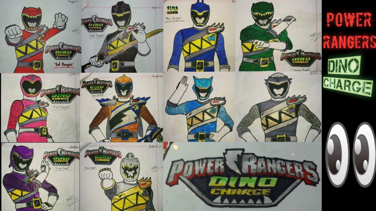 Power Rangers Dino Charge All Rangers Drawing | How to draw all 10 Dino ...