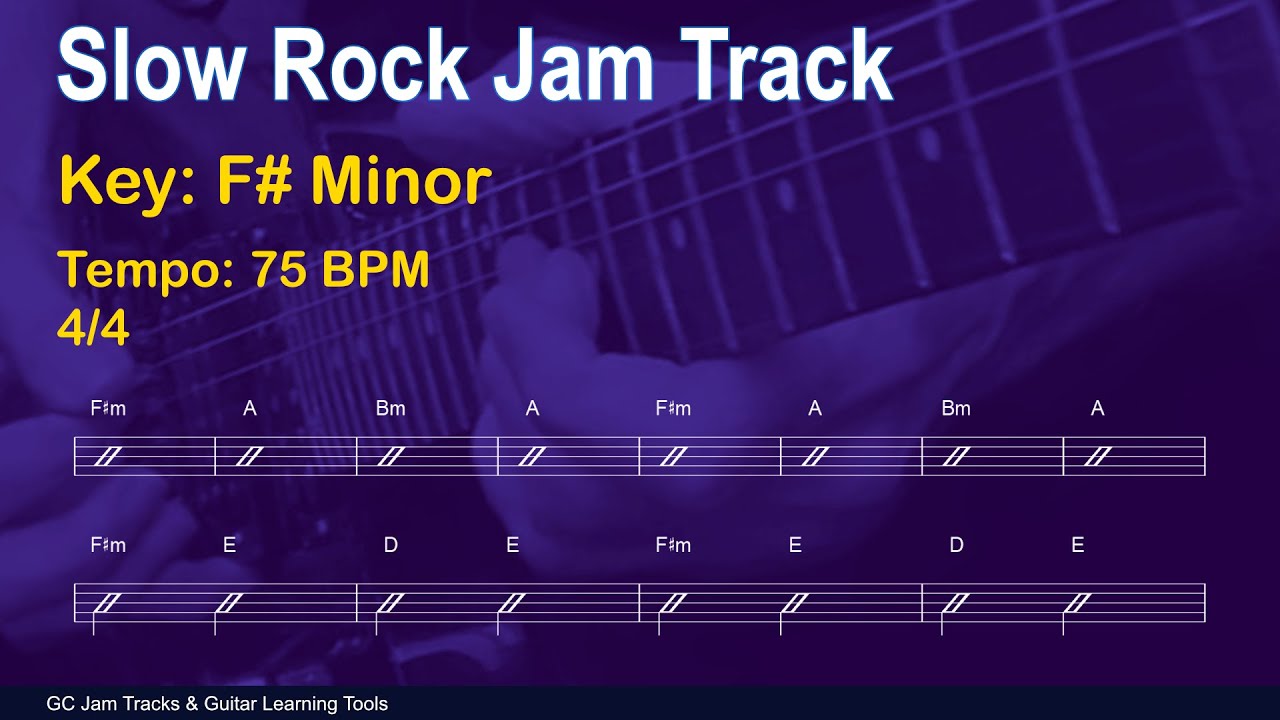 F# Minor Slow Rock Jam Backing Track 75BPM - YouTube
