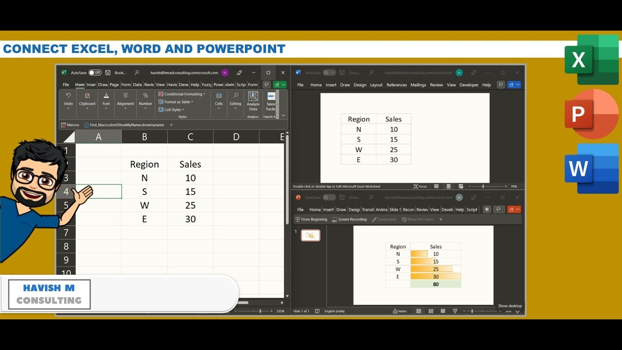 Connect Excel, PowerPoint and Word - YouTube