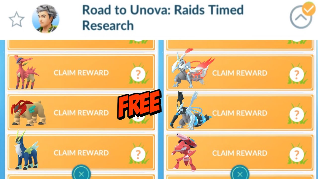 Free Legendaries “Road to Unova raids” Timed Research Rewards in ...