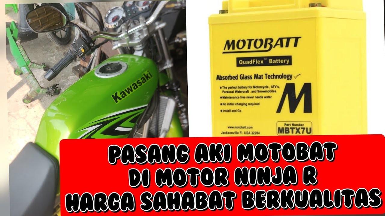 aki motobatt part ninja r hijau tanggerang - YouTube