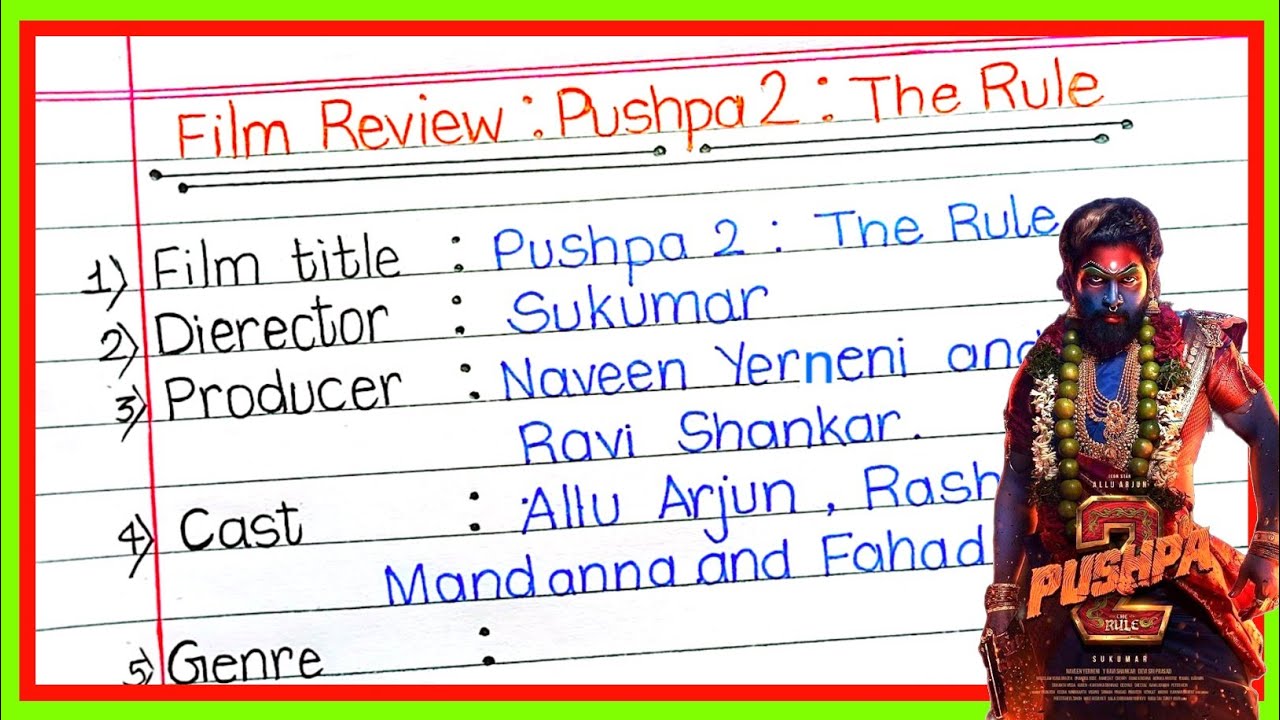 Pushpa 2: The Rule Film Review Writing Class 12|| Film Review Writing ...
