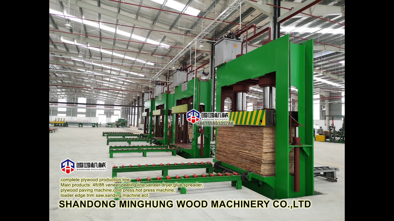 Plywood cold press machine, trialing after assembled in the factory ...