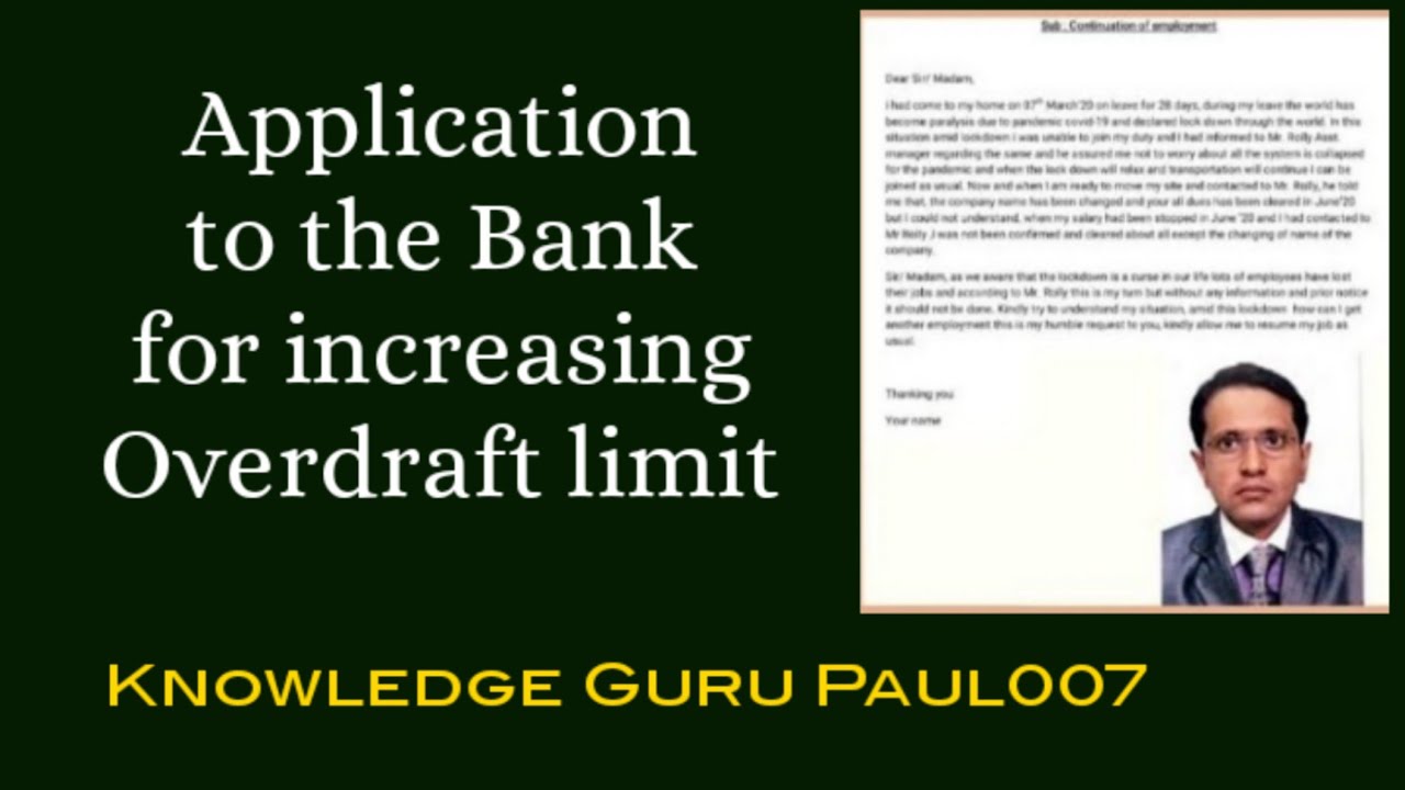 OD Limit enhance letter to bank I Overdraft limit increasing I Letter ...