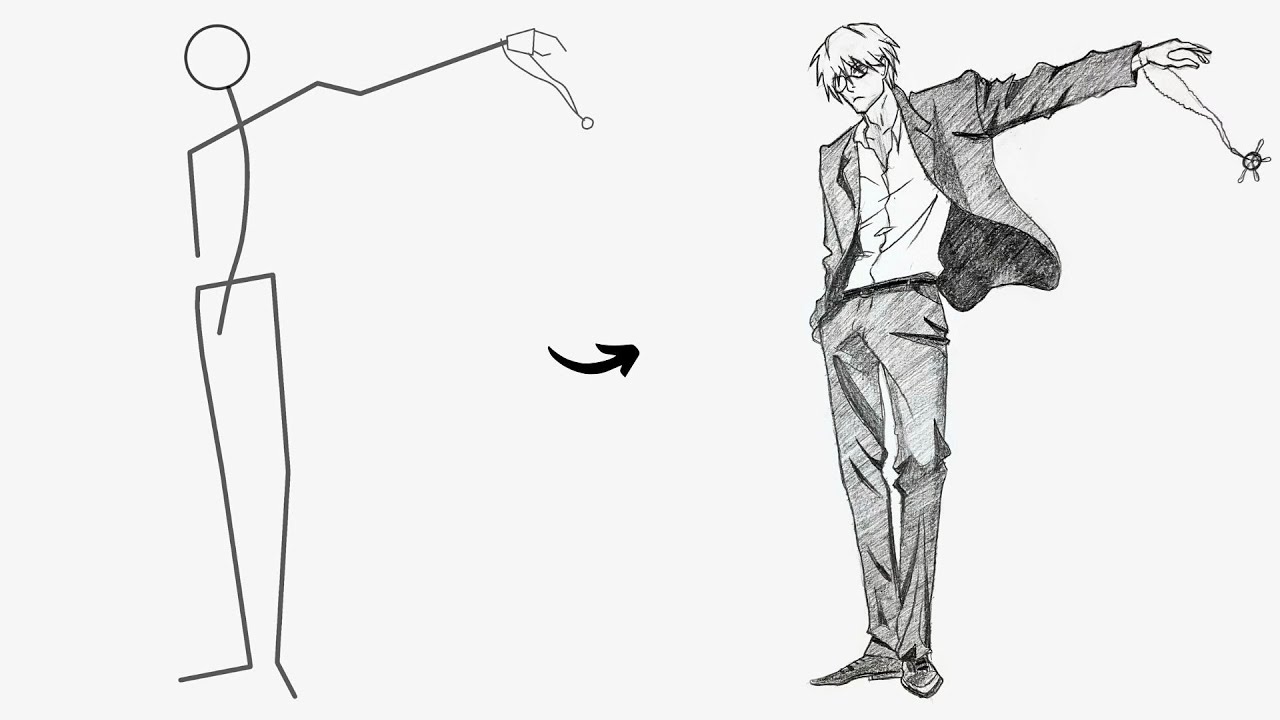 How to draw Ryuken Ishida Full Body out of Stick Man | Easy Step by ...