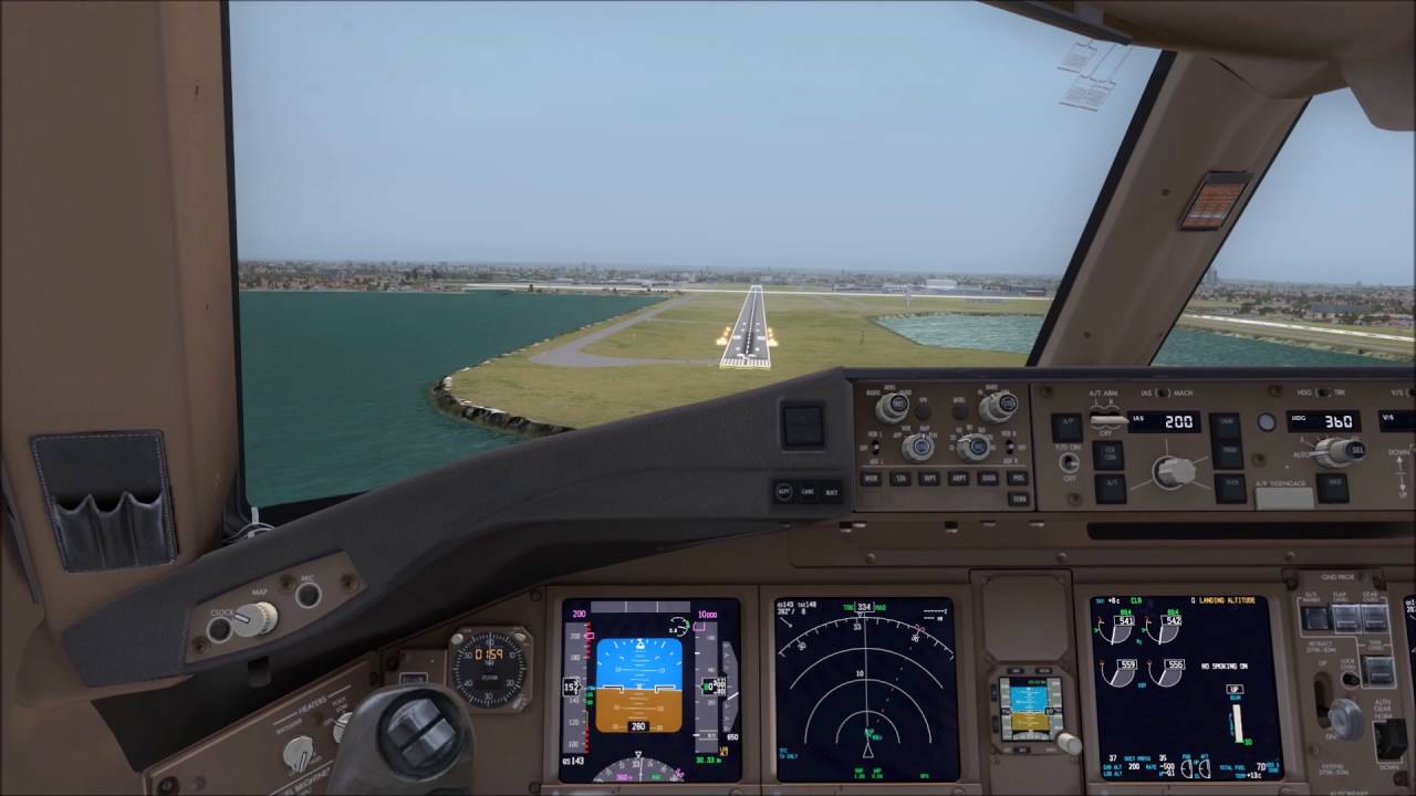 Cockpit Qatar Airways 777-300ER landing at Sydney [FSX] - YouTube