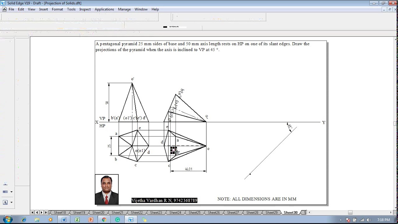 Example 30 on Projections of Solids - YouTube