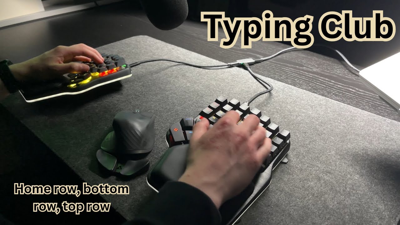 Typing Club | Home, bottom, top row | Dygma Defy | Split Keyboard ...