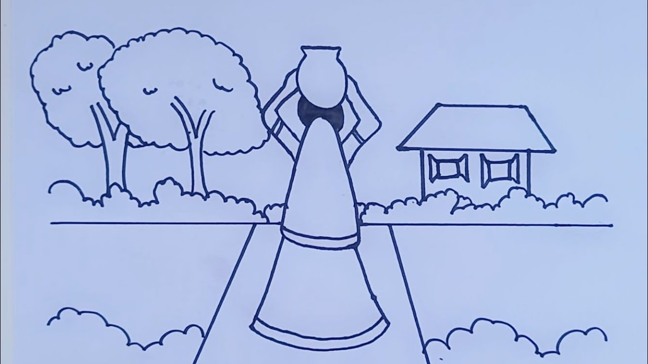 Guide step-by-step Scenery Drawing Tutorial For Beginners - YouTube