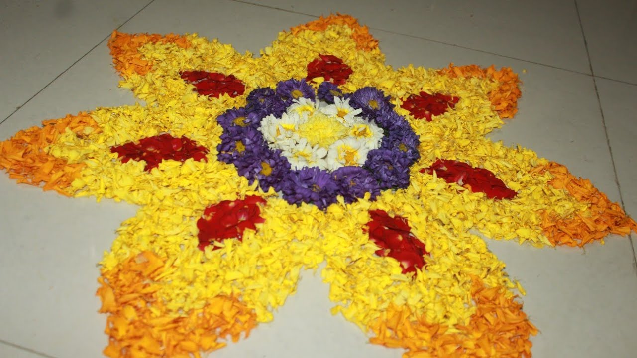 Step By Step Onam pookalam |Simple Athapookalam/Beautiful Pookalam# ...