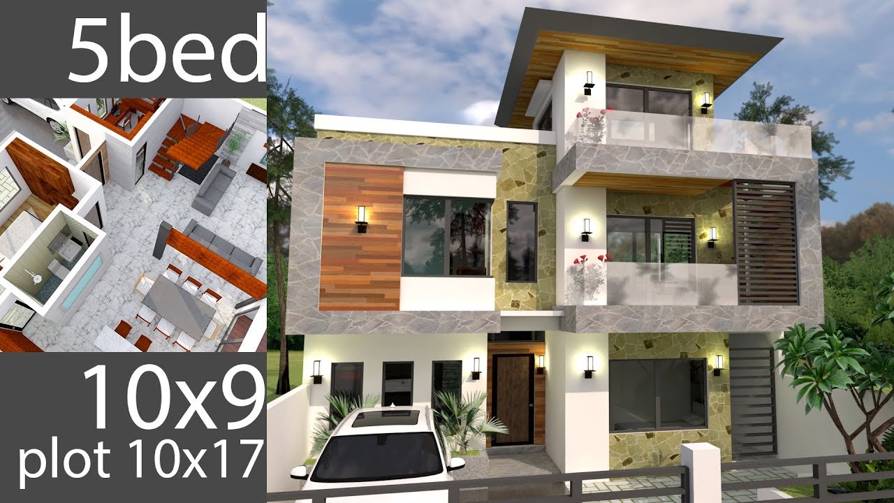 Plan 3D 5Bedroom Home Design Plan 10x9m Full Plan - YouTube