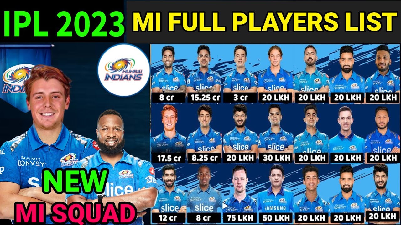 IPL 2023 - Mumbai Indians Final Squad | MI Team New Final Players List ...