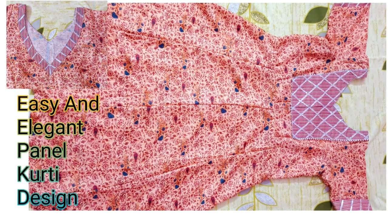 Readymade Style 8 Panel Kurti cutting and stitching with Patchwork Neck Designs l Designer kurti ...