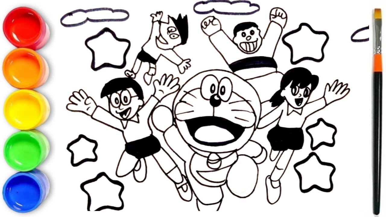 How to draw Doraemon Friends Drawing | Doraemon Characters | Doraemon ...