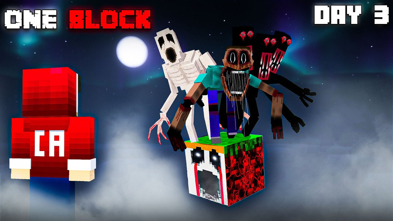I Survived Most TERRIFYING CREATURE In Minecraft Horror ONE BLOCK DAY 3 ...
