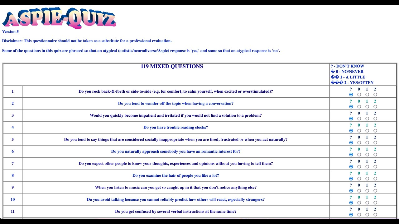 I took an Aspie Quiz - YouTube