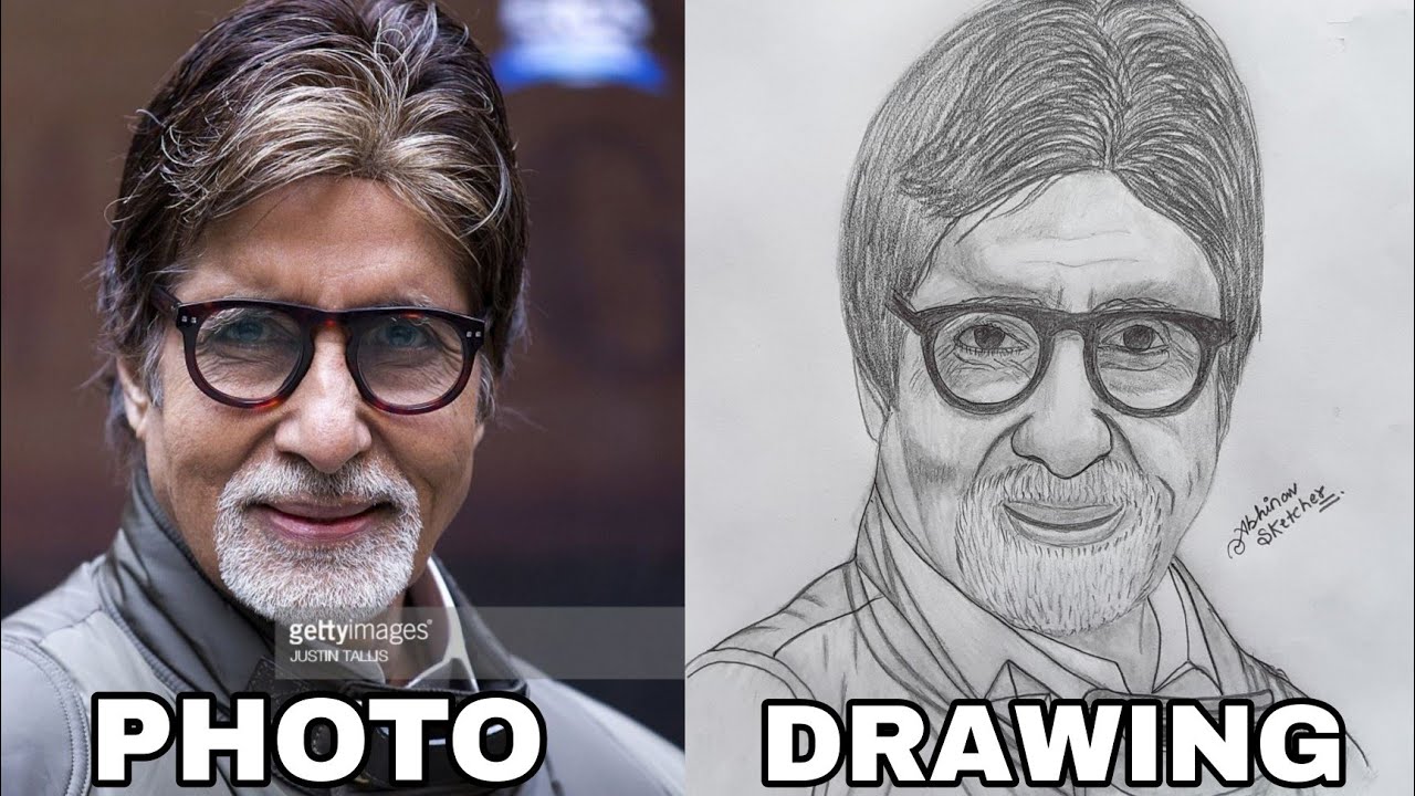 Bollywood Drawing | Pencil Sketch Amitabh Bachchan - YouTube