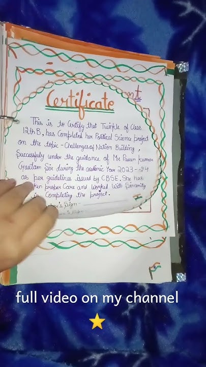 class 12th political science project file on challenges of nation ...