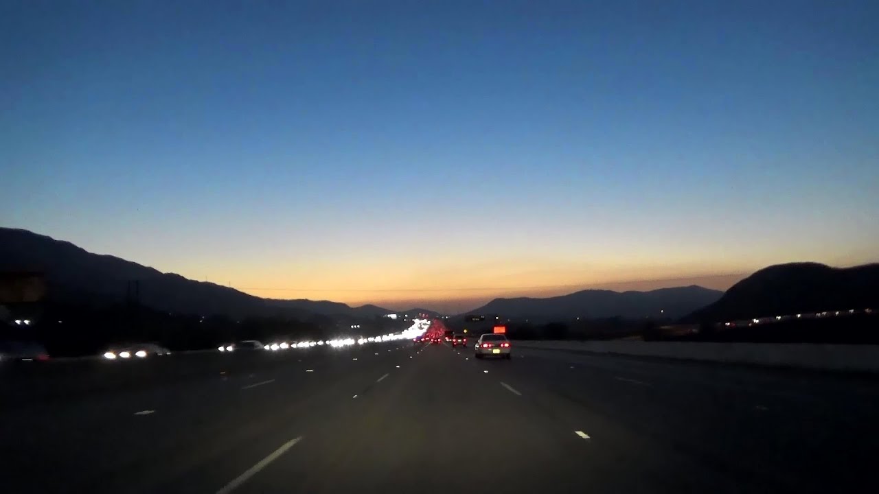 CA-91, West, Riverside Freeway at Dusk Twilight [60fps] - YouTube