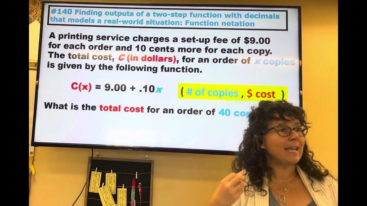 Finding outputs of a two-step function with decimals that model a real world situation: function ...