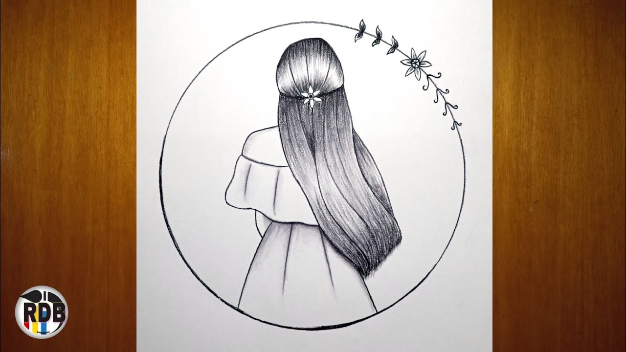 How to Draw Beautiful Girl Hairstyle in Circle - Pencil Drawing of a ...