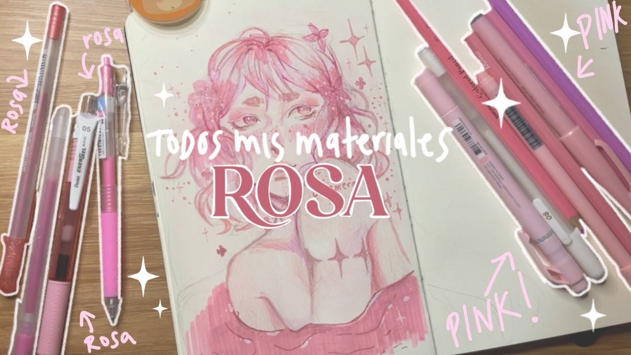Dibujo solo con color rosa 🌸🌷 - YouTube