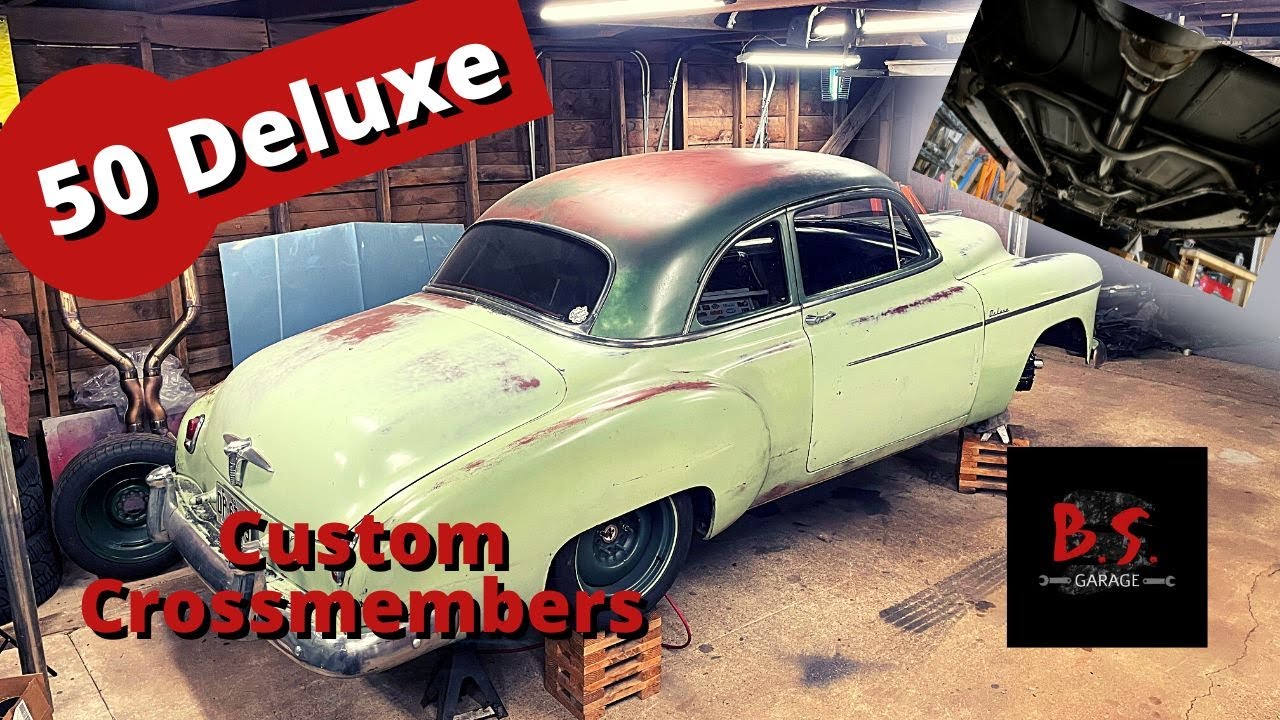 Custom transmission crossmember and frame brace redo - YouTube