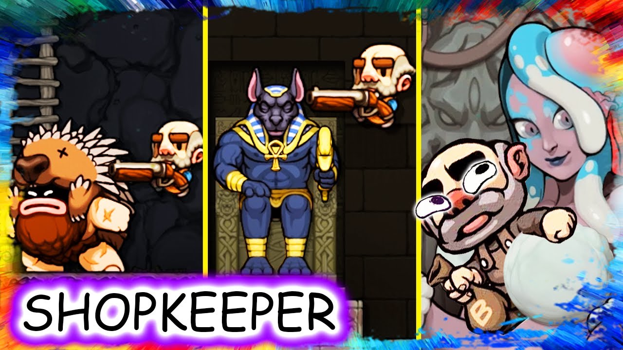 Spelunky 2 Shopkeeper vs Bosses - YouTube