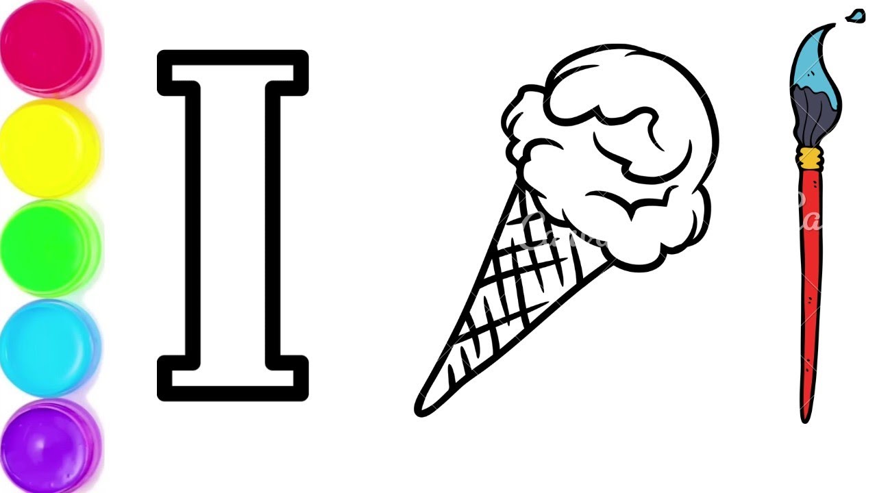 I for Ice cream||Alphabet with rainbow colouring||Drawing and colouring ...