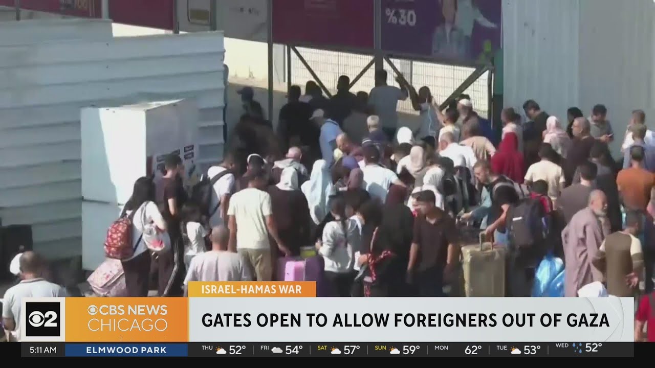 Gates open to allow foreigners out of Gaza - YouTube