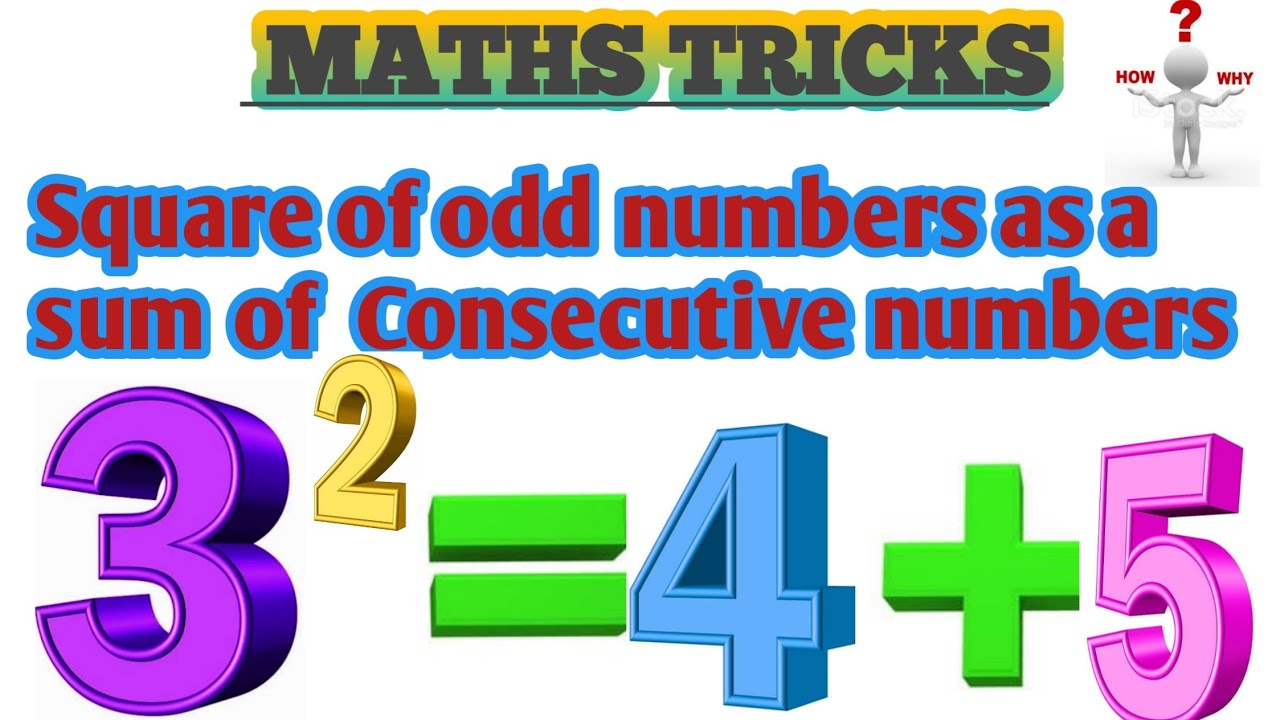 Maths trick | Square of Odd Numbers as a Sum of Consecutive numbers ...